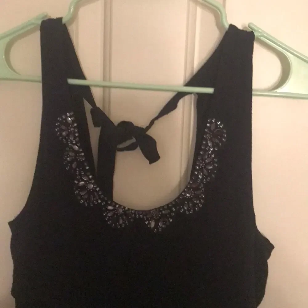 LOFT | Dresses | Loft Navy Blue Embellished Scoop Neck Sleeveless ...